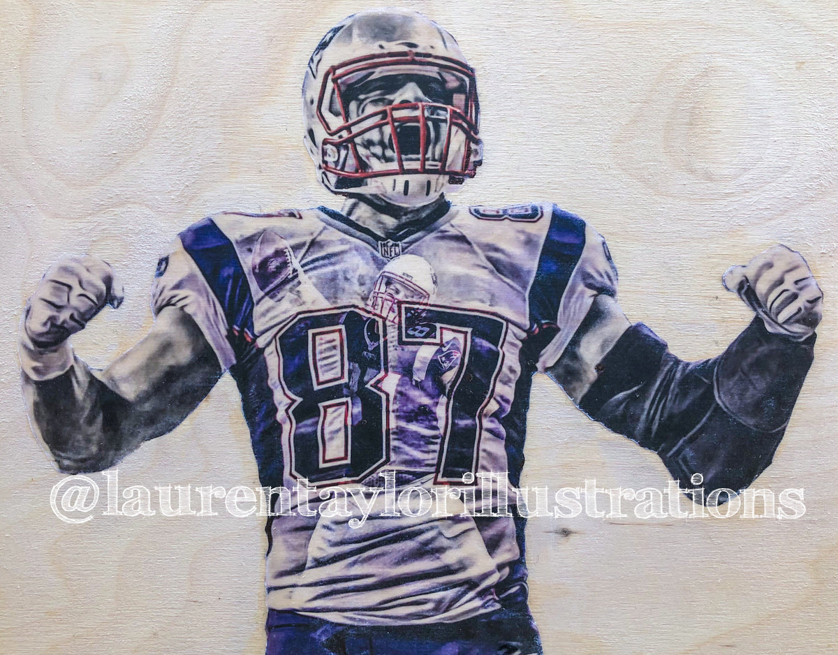 "GRONK" (Rob Gronkowski) 1/1 Original on Wood - New England Patriots